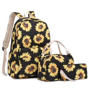 Pawsky Travel Laptop Backpack for Women Teen Girls School Backpack College Bookbag Casual Daypacks with Lunch Box and Pencil Case, Sunflower