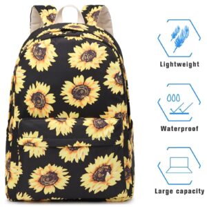 Pawsky Travel Laptop Backpack for Women Teen Girls School Backpack College Bookbag Casual Daypacks with Lunch Box and Pencil Case, Sunflower