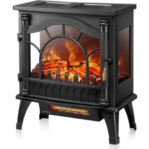 kismile electric fireplace stove,1500w infrared fireplace heater with 3d realistic flame,overheating protection,22inch portable freestanding electric fireplace for indoor use