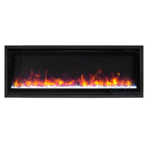 kennedy ii 42 inch wifi-enabled electric fireplace, wall mount and insert, slim modern electric fireplace insert, multicolor realistic flame, touch screen, remote control, logs and crystals, black