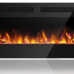 BOSSIN 72 inch Ultra-Thin Silence Linear Electric Fireplace, Recessed Wall Mounted Fireplace, Fit for 2 x 4 and 2 x 6 Stud, 12 Adjustable Flame Color & Speed,Touch Screen Remote Control with 8h Timer