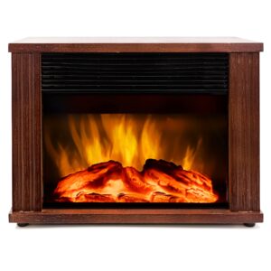 donyer power mini electric fireplace 1500w protable fireplace heater, wood fram