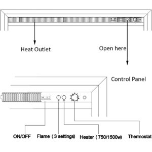 RICHFLAME 33 Inches, 21 Inches High, Edward Electric Fireplace Insert with Weathered Concrete Interior, Fire Crackling Sound, Remote Control, 750/1500W, Black