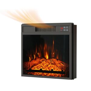 23" electric fireplace insert, recessed fireplace heater with low noise, remote control with timer, touch screen, adjustable flame brightness