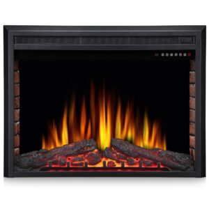 joy pebble 39 inch electric fireplace insert,750w/1500w recessed electric fireplace heater,adjustable 5 flame color & 5 burning logs color,electric fireplace with remote control&overheat protection