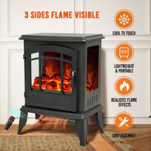 C-Hopetree 23 inch tall Portable Electric Wood Stove Fireplace with Flame Effect, Freestanding Indoor Space Heater with Remote