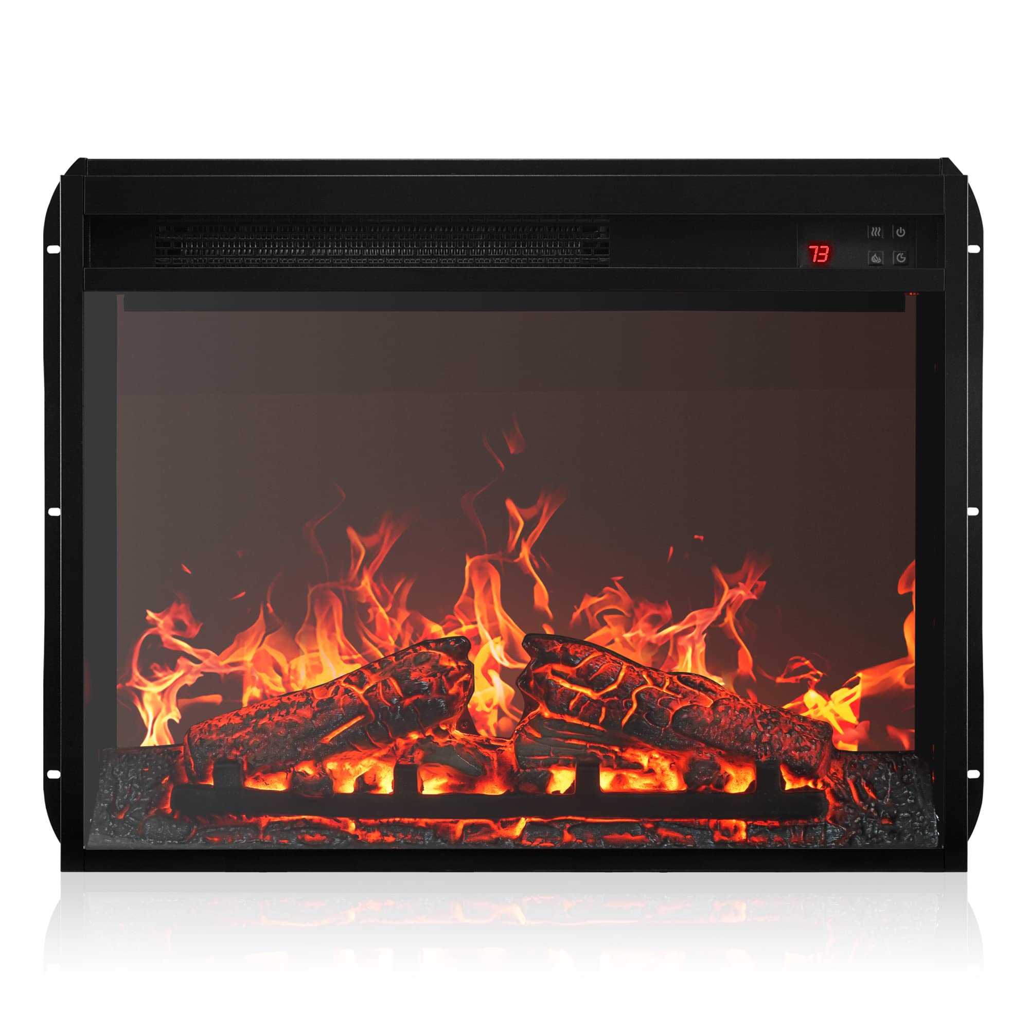 DELLA 23" Indoor Fireplace Heater, Electric Fireplace Insert, Recessed Fireplace Heater with Remote Control Adjustable Brightness, Timer, Automatic Temperature Control, Black