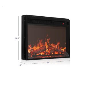 DELLA 23" Indoor Fireplace Heater, Electric Fireplace Insert, Recessed Fireplace Heater with Remote Control Adjustable Brightness, Timer, Automatic Temperature Control, Black