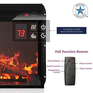 DELLA 23" Indoor Fireplace Heater, Electric Fireplace Insert, Recessed Fireplace Heater with Remote Control Adjustable Brightness, Timer, Automatic Temperature Control, Black