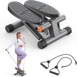 niceday steppers for exercise, stair stepper with resistance bands, mini stepper with 300lbs loading capacity, hydraulic fitness stepper with lcd monitor