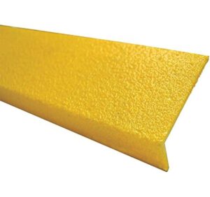 master stop 9n12003x002408h fiber glass stair/step nosing, yellow, 3" depth, 1" nose, 24" length, heavy-duty mineral abrasive anti-slip surface