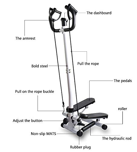 MAD HORNETS Step Fitness Machines Stair Stepper Machine with Handlebar Stair Stepper Fitness Workout Exercise Machine Cardio Equipment with Handle Bar and Digital Display and Resistance Bands