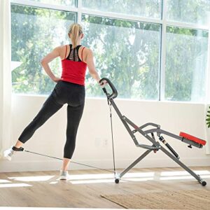 Sunny Health & Fitness Row-N-Ride PRO Squat Assist Trainer, 300 LB. Capacity, 12 Levels Resistance Rower, Easy Setup & Foldable, Exercise Equipment, Rower, Glute & Leg Trainer Machine - SF-A020052