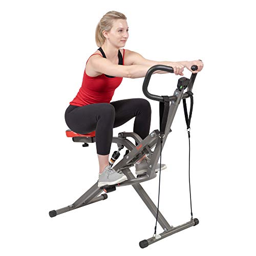 Sunny Health & Fitness Row-N-Ride PRO Squat Assist Trainer, 300 LB. Capacity, 12 Levels Resistance Rower, Easy Setup & Foldable, Exercise Equipment, Rower, Glute & Leg Trainer Machine - SF-A020052