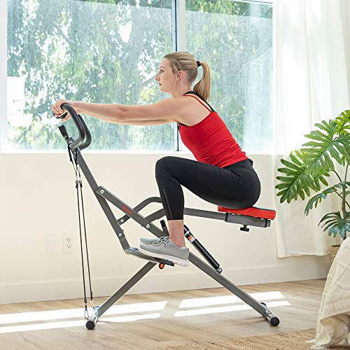 Sunny Health & Fitness Row-N-Ride PRO Squat Assist Trainer, 300 LB. Capacity, 12 Levels Resistance Rower, Easy Setup & Foldable, Exercise Equipment, Rower, Glute & Leg Trainer Machine - SF-A020052