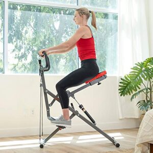 Sunny Health & Fitness Row-N-Ride PRO Squat Assist Trainer, 300 LB. Capacity, 12 Levels Resistance Rower, Easy Setup & Foldable, Exercise Equipment, Rower, Glute & Leg Trainer Machine - SF-A020052