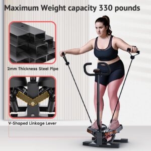 Sportsroyals Stair Stepper for Exercises-Twist Stepper with Handlebar and Resistance Bands for 330lbs Weight Capacity