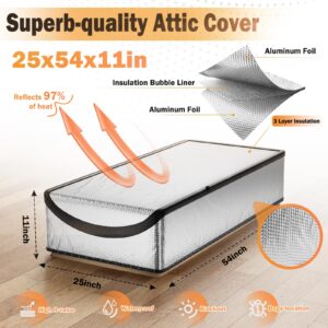 Angooni Attic Stairs Insulation Cover, 25 in x 54 in x 11in Thick & Robust Attic Ladder Insulation Cover - Attic Stairway Insulation Cover, Attic Door Insulation Cover with Zipper, No Leaking