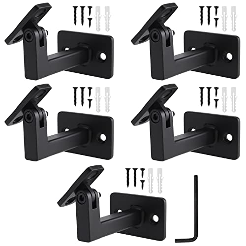 RealPlus Swivel Handrail Brackets Heavy Duty Adjustable Square Hand Rail Brackets for Staircase Stair, Pack of 5