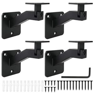 realplus swivel handrail brackets heavy duty steel hand rail brackets for staircase stair railing, pack of 4 (black)