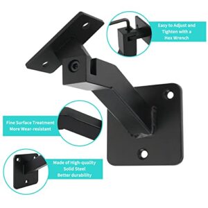 RealPlus Swivel Handrail Brackets Heavy Duty Steel Hand Rail Brackets for Staircase Stair Railing, Pack of 4 (Black)