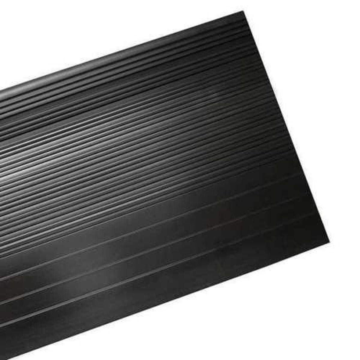 MASTER STOP 5136019 Stair Tread SQ Nose 48 in Black. Black, General, Molded Vinyl Ribbed Design Stair Tread.