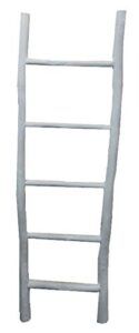 mgp 60" h teak log ladder (white)