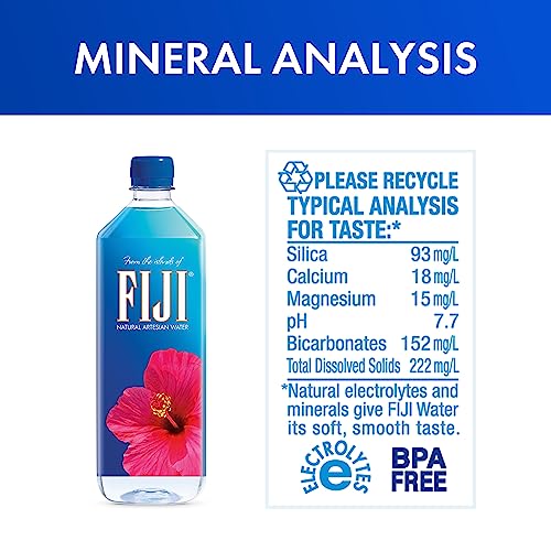 FIJI Natural Artesian Bottled Water 1 Liter / 33.8 Fl Ounce (Pack of 12)