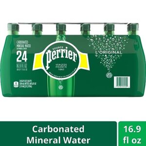 Perrier Carbonated Mineral Water Plastic Bottles, Original, 16.9 Fl Oz (Pack of 24), 405.6 Fl Oz