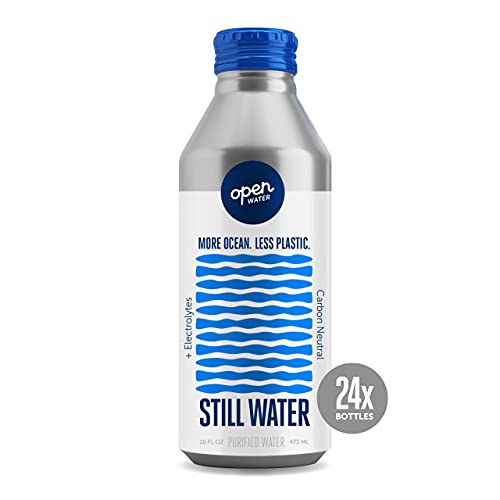 Open Water Still Bottled Water with Electrolytes in 16-oz Aluminum Bottles (2 Cases, 24 bottles - Still) | BPA-free and Eco friendly