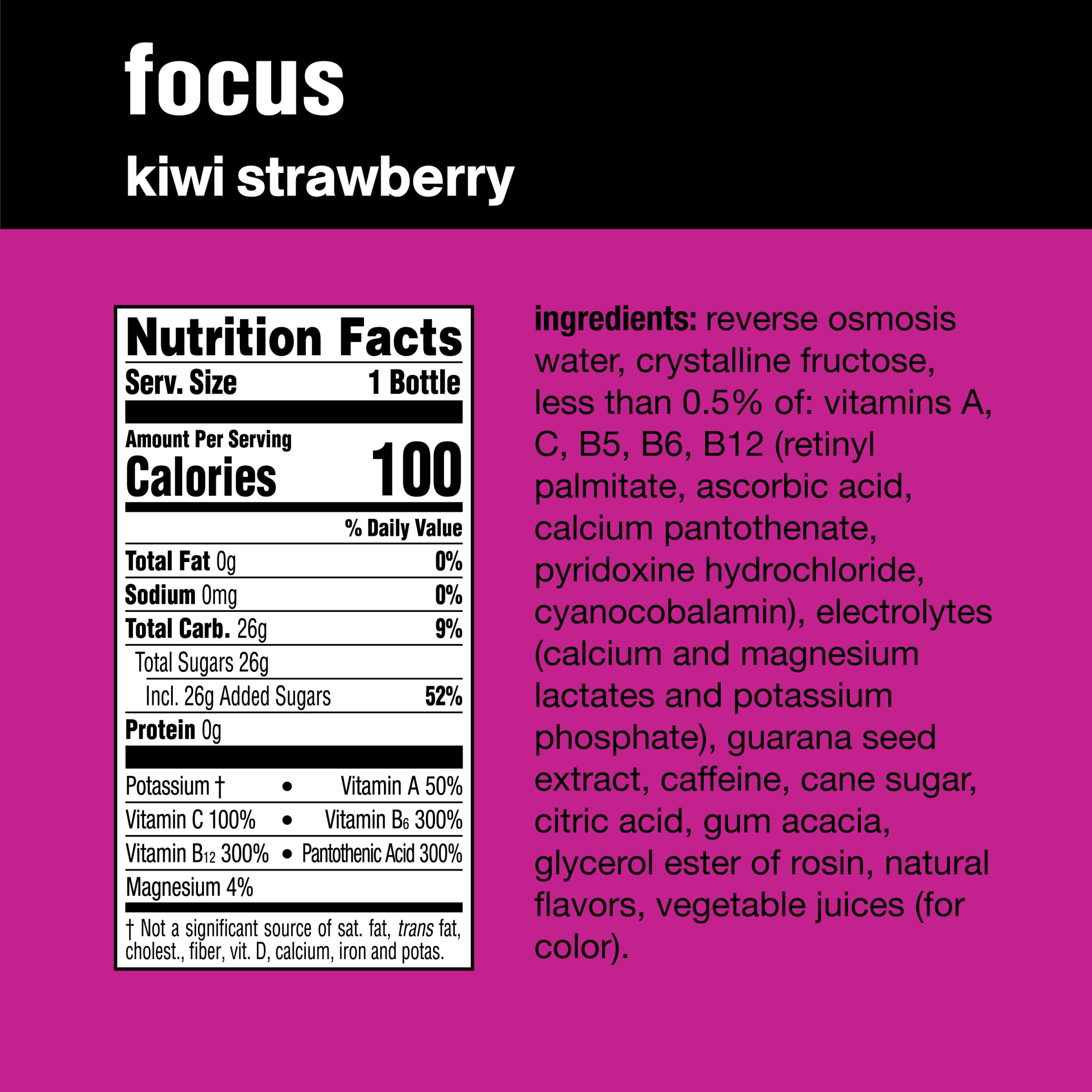 vitaminwater focus electrolyte enhanced water w/vitamins, kiwi-strawberry drinks, 20 fl oz, 12 Pack