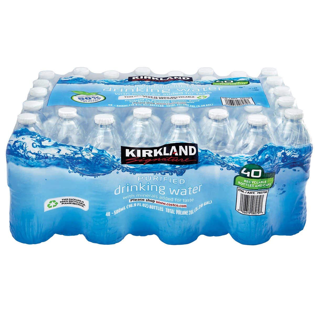 Blue Ribbon Kirkland Signature Purified Drinking Water 16.9 Fl Oz (Pack of 40, Total of 676 Fl Oz)