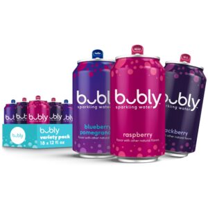 bubly sparkling water, triple berry variety pack, zero sugar & zero calories, seltzer water, 12 fl oz cans (pack of 18)