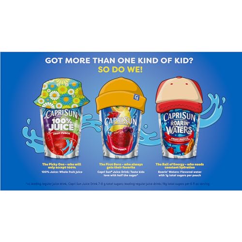 Capri Sun Roarin' Waters Tropical Tide Naturally Flavored Water Kids Beverage (40 ct Pack, 4 Boxes of 10 Pouches)