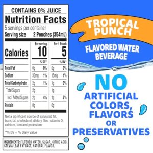 Capri Sun Roarin' Waters Tropical Tide Naturally Flavored Water Kids Beverage (40 ct Pack, 4 Boxes of 10 Pouches)