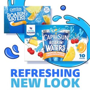 Capri Sun Roarin' Waters Tropical Tide Naturally Flavored Water Kids Beverage (40 ct Pack, 4 Boxes of 10 Pouches)