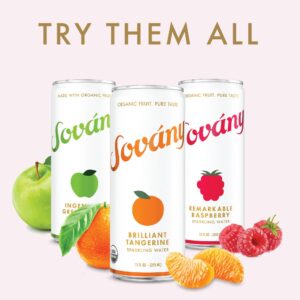 Sovány Sparkling Water, Tangerine, Seltzer Water Drinks, USDA Organic, Made With Real Fruit, Non-GMO, Vegan, No Added Sugar, Low Calorie, 12 fl oz, 12 Pack