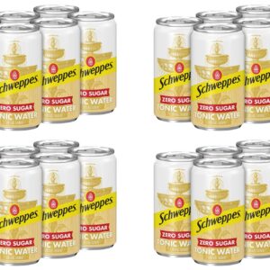 Schweppes Zero Sugar Tonic Water, Mini Cans, 7.5 oz, 24 Cans (Zero Sugar)