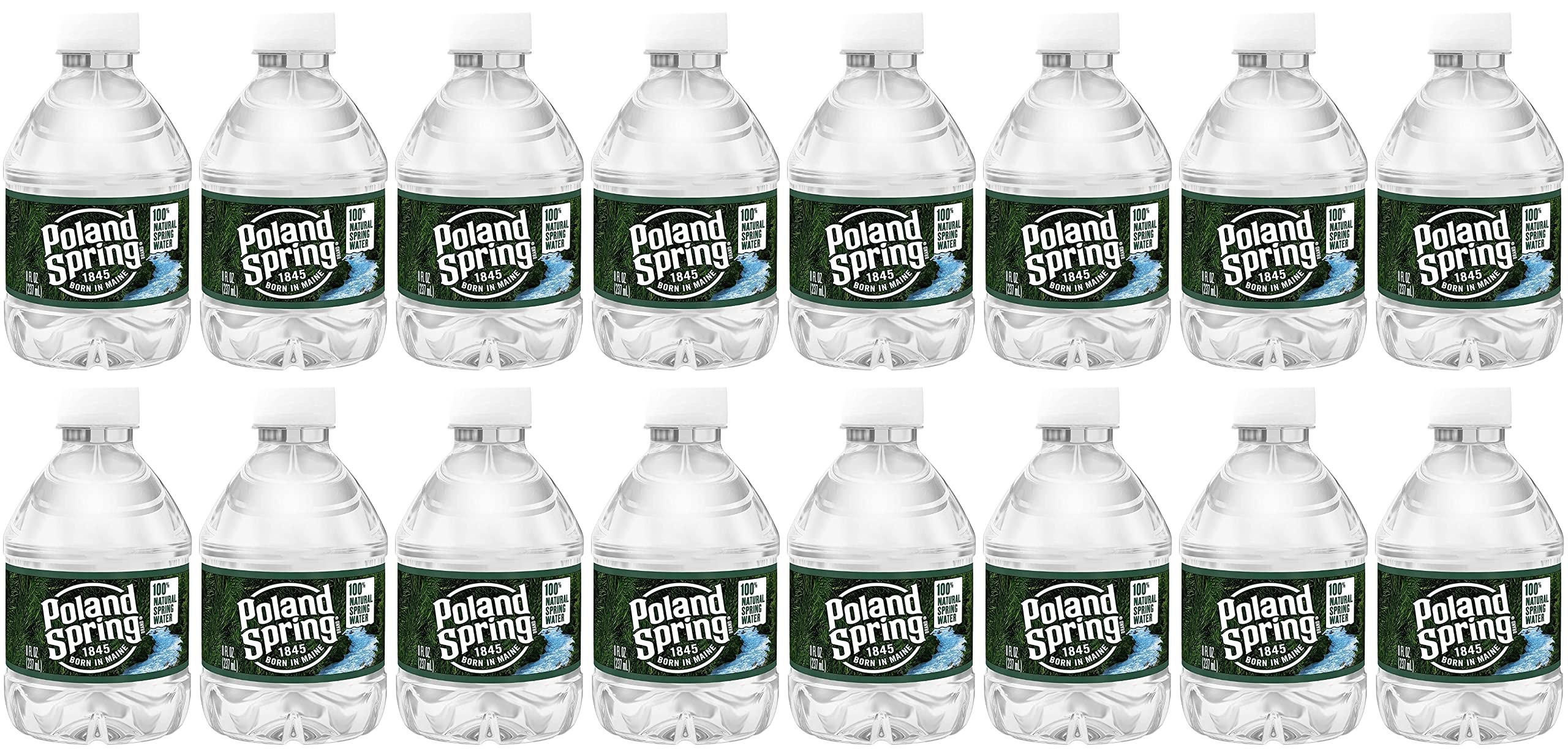 Poland Spring Water Bottles - Poland Spring Small Water Bottles, Mini Water Bottle, Poland Spring 8 oz Bottled Water 16 Pack - Bottled Poland Spring Water - Spring Water Bottles 16 Pack