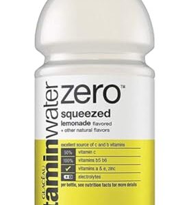 Vitamin Water Zero, Lemonade - Squeezed, 20oz Bottle (Pack of 6, Total of 120 Oz)