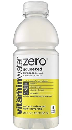 Vitamin Water Zero, Lemonade - Squeezed, 20oz Bottle (Pack of 6, Total of 120 Oz)