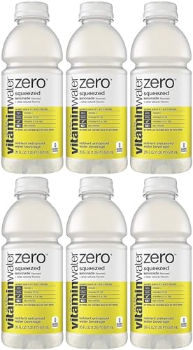 Vitamin Water Zero, Lemonade - Squeezed, 20oz Bottle (Pack of 6, Total of 120 Oz)