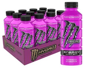 monster energy hydro energy water, purple passion, 20 fl oz (pack of 12)