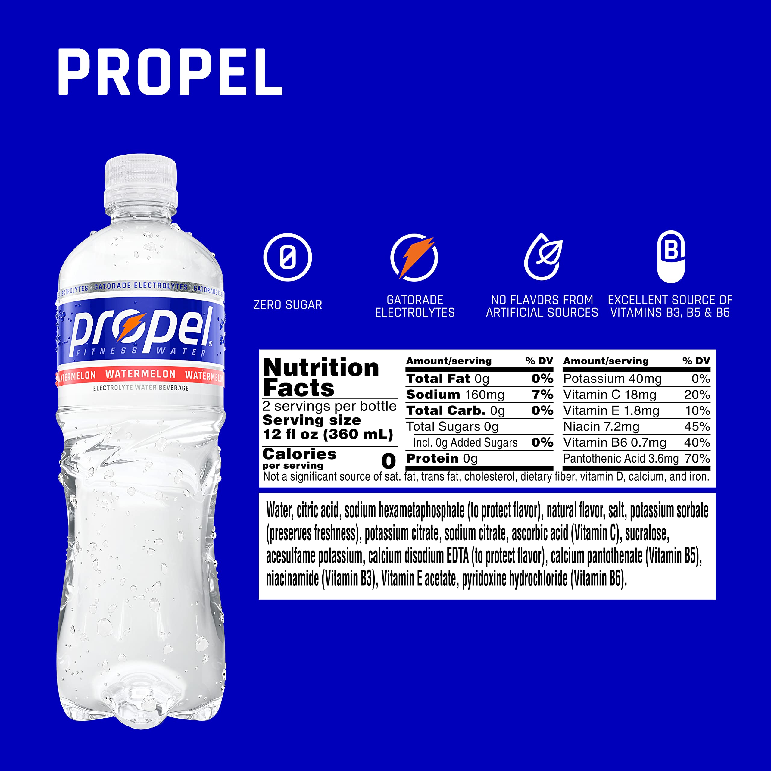 Propel, Watermelon, 24 Fl Oz (Pack of 12)