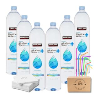 kirkland water 33.8 fl oz alkaline premium drinking water, (6 pack)