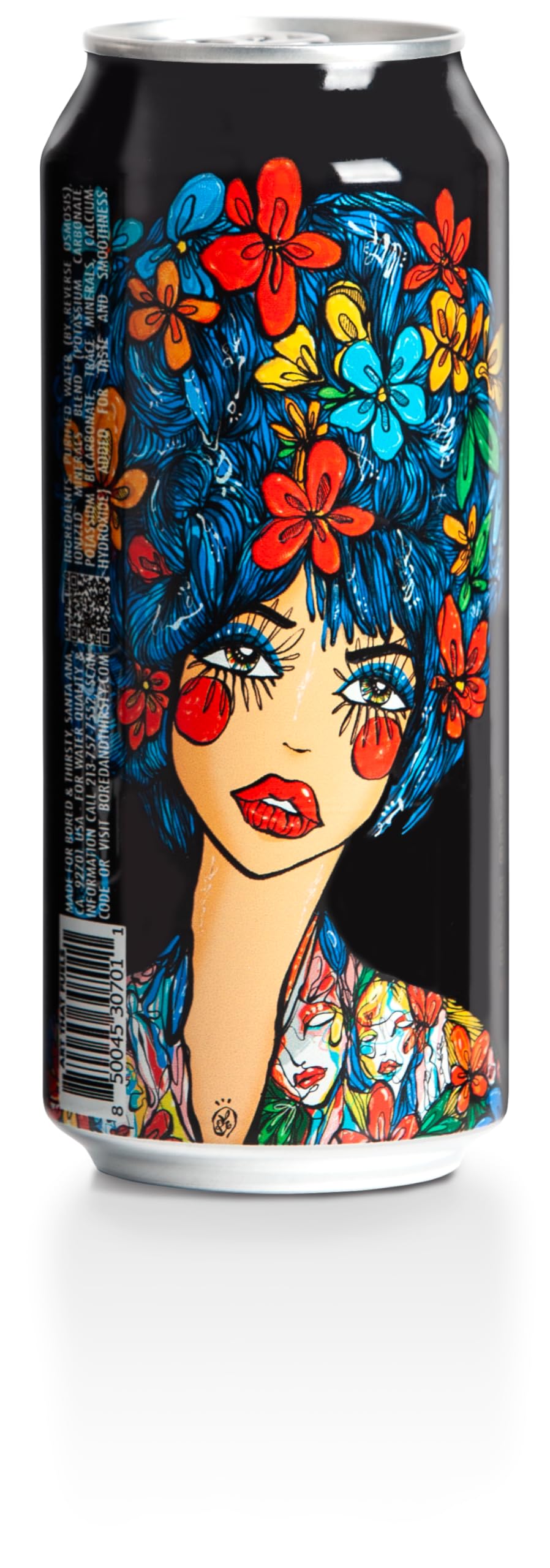 Bored & Thirsty Ionized Alkaline Water with Electrolytes & Trace Minerals for a Smooth Taste. Limited Edition Art Collabs 100% Recyclable 16 Fl Oz Aluminum Cans (4 Pack). Stop Single Use Plastic!