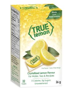 true lemon - crystallized lemon for water, tea - single-serve packets - water enhancer - 32-count