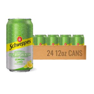 schweppes lemon lime sparkling seltzer water - 24, 12oz cans - refreshing and crisp lemon lime flavor - perfect alone or mixed - 24 pack