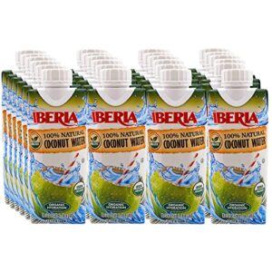 iberia 100% pure organic coconut water, 11.1 fl. oz. (pack of 24)