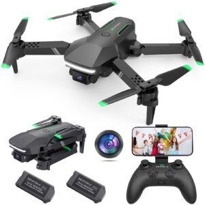 heygelo s80 drone with camera for adults, foldable 1080p hd mini drones for kids beginners, remote control helicopter boys toys/gift with fpv live video, full guards, one key start, 2 batteries